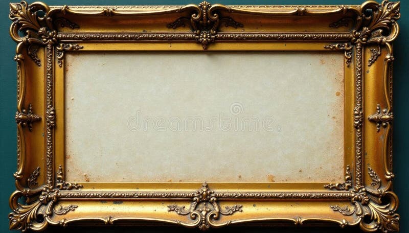 Tarnished Gold Frame, Showing Age Wear, Intricate Design , Rectangular ...