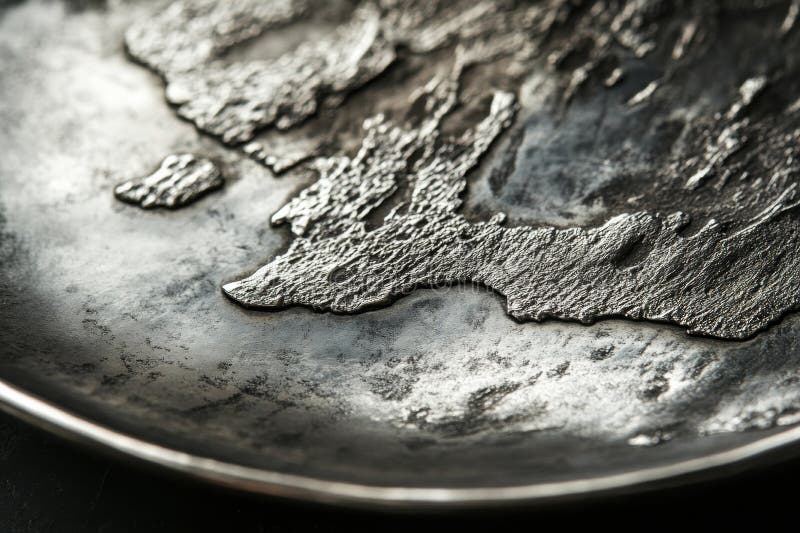 A Tarnished Silver Surface with Dark Oxidation Spots and Uneven ...