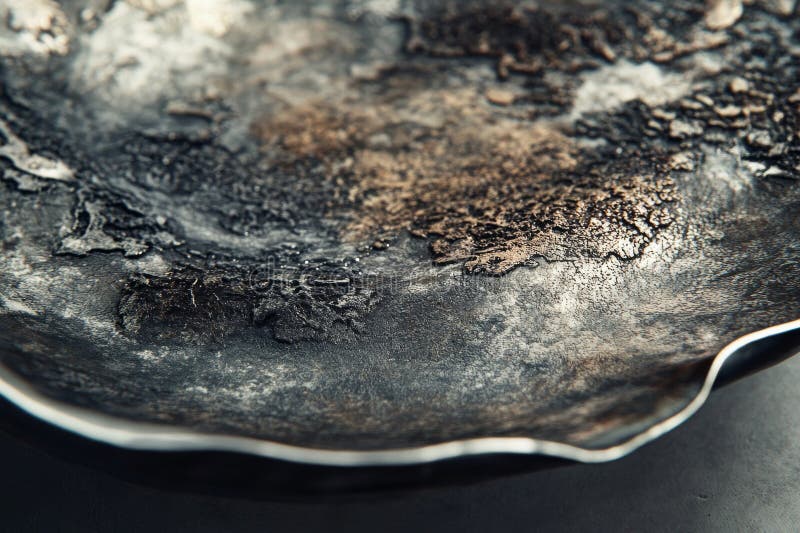 A Tarnished Silver Surface with Dark Oxidation Spots and Uneven ...