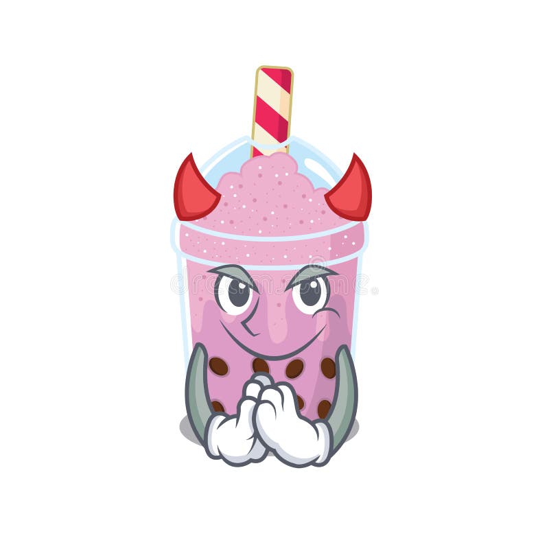 Taro Bubble Tea Dressed As Devil Cartoon Character Design Style Stock ...