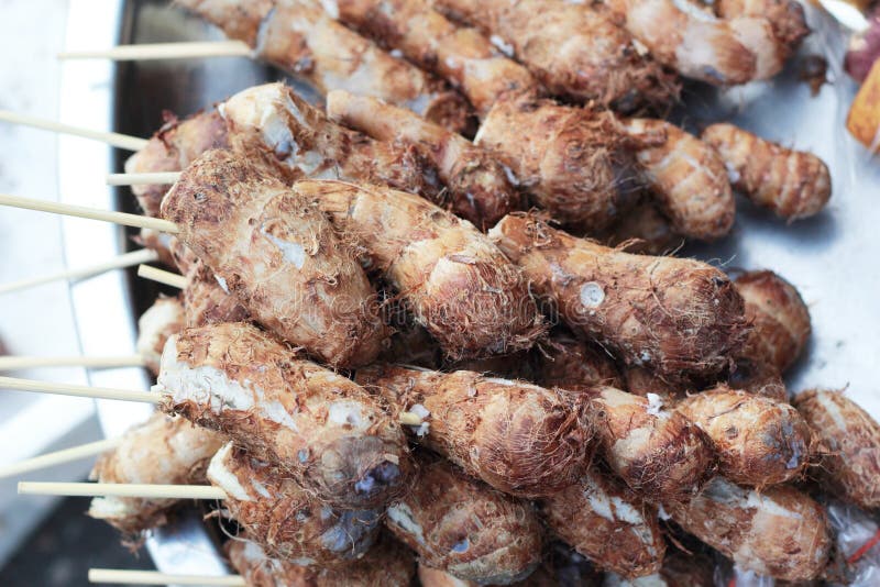 Cooked Taro Root on a Platter at a Buffet - Traditional Vegetable Dish ...