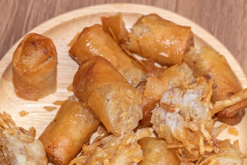 Taro Deep Fried Spring Roll on Plate Stock Image - Image of china, meal ...