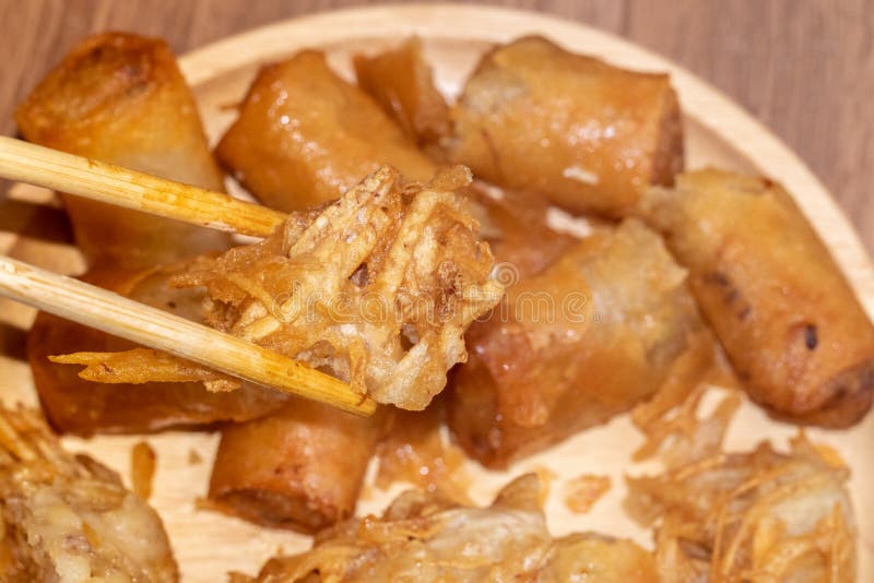 Taro Deep Fried Spring Roll on Plate Stock Image - Image of cuisine ...