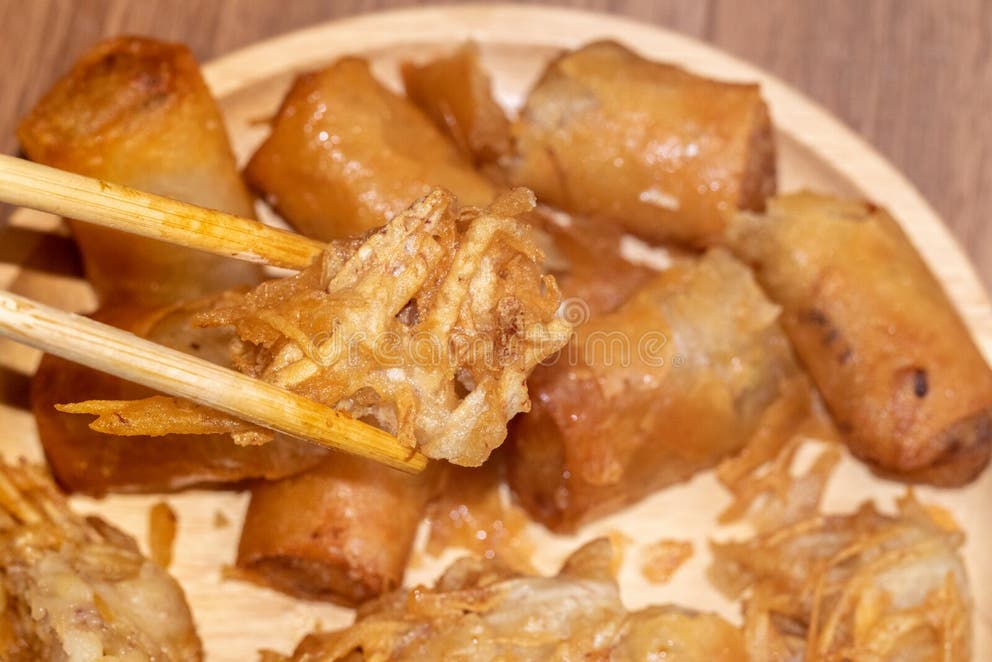 Taro Deep Fried Spring Roll on Plate Stock Image - Image of cuisine ...