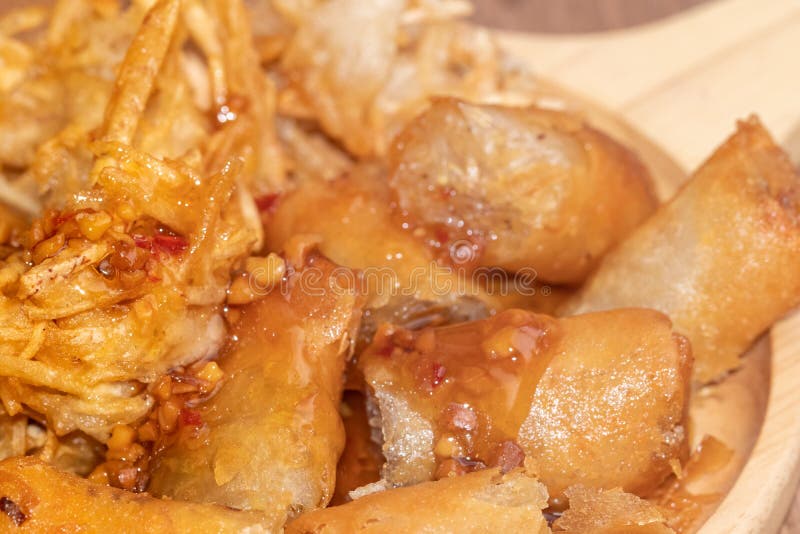 Taro Deep Fried Spring Roll on Plate Stock Photo - Image of plate ...