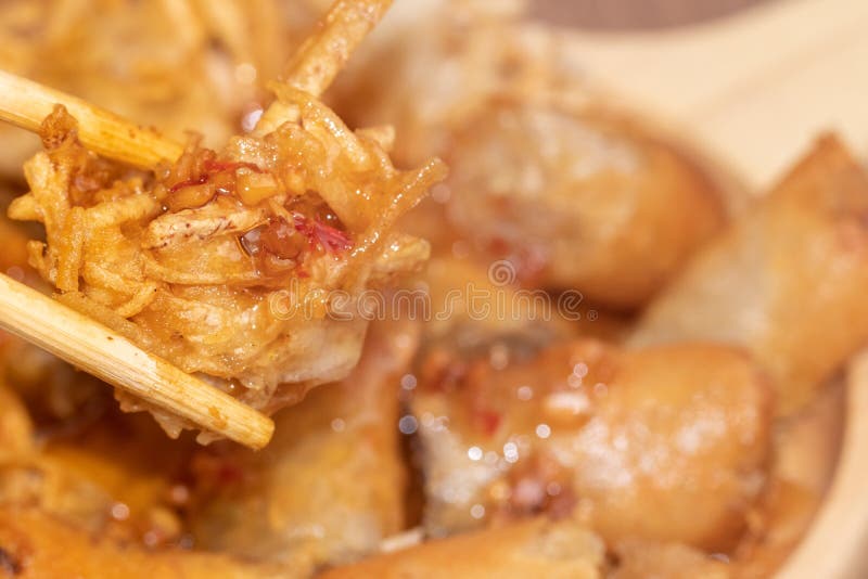 Taro Deep Fried Spring Roll on Plate Stock Photo - Image of asia ...