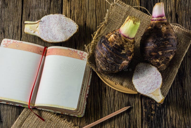 Taro Dish on the Table in the Old Wood. Stock Image - Image of exotic ...
