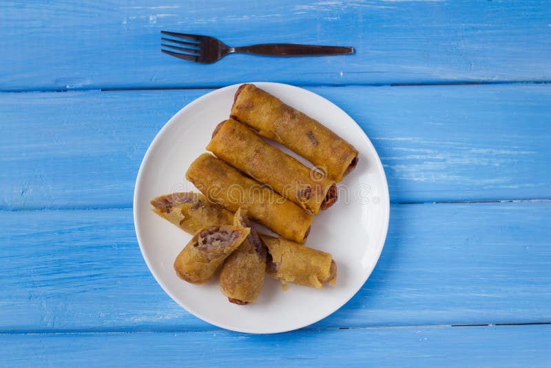 Taro fried spring roll stock image. Image of pork, dish - 52280167