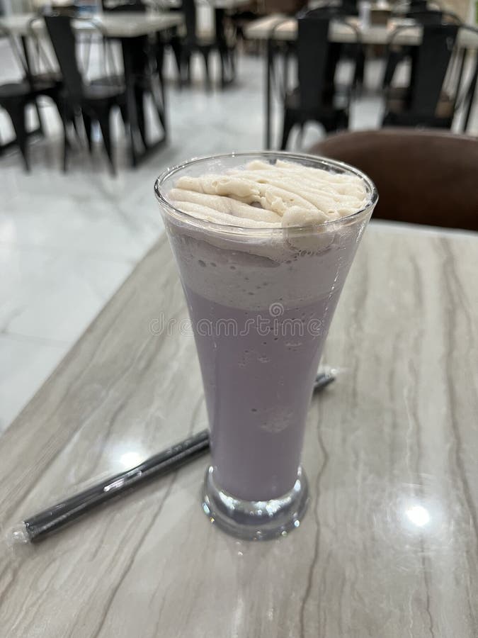 Taro Milkshake Drink Sold in Restaurants Stock Photo - Image of ...