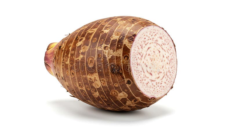 Taro Root Cut Open Showing Flesh and Texture on White Stock ...