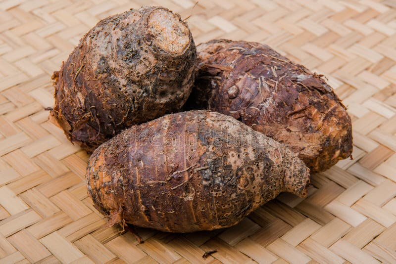 Taro Roots , Bamboo Basket. Stock Photo - Image of chips, harvested ...