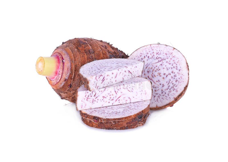 Whole and Sliced Taro Isolated on White Background Stock Image - Image ...