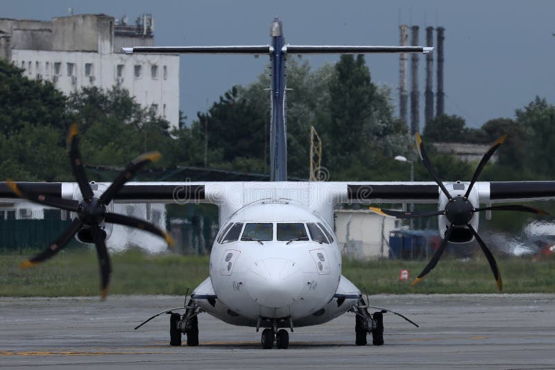 Tarom ATR Plane on the Apron, Front View Editorial Stock Image - Image ...