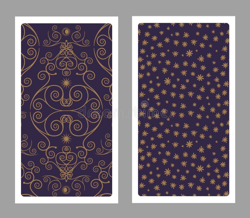 Back of Tarot Card Decorated with Stars, Sun and Moon. Esoteric ...