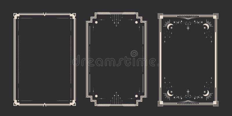 Tarot Card Border Templates. Celestial Esoteric Decorative Frames with ...