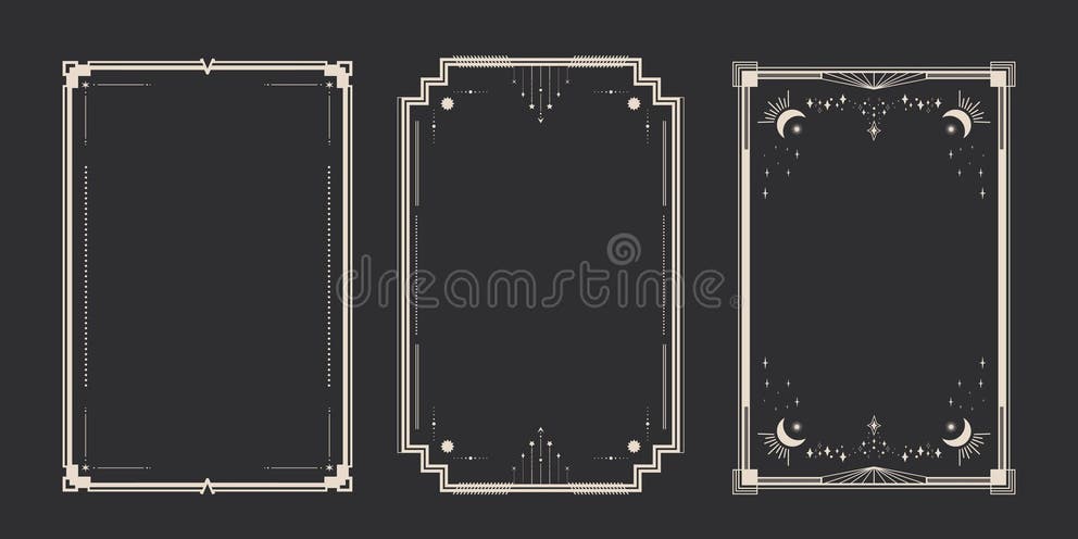 Tarot Card Border Templates. Celestial Esoteric Decorative Frames with ...