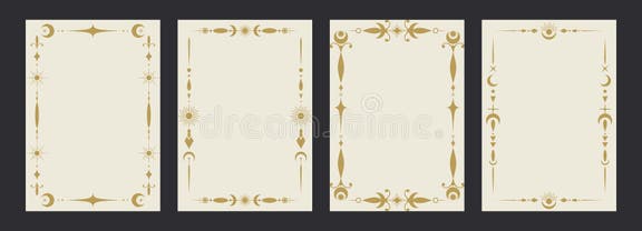 Tarot Card Border Templates with Space Celestial Elements and ...