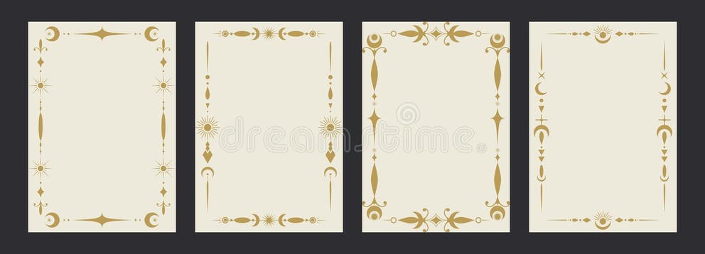 Tarot Card Border Templates with Space Celestial Elements and ...