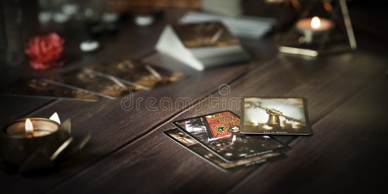 Tarot Card Reader Arranges Cards in a Card Spread. Fortune-telling ...