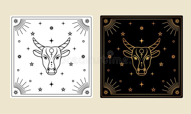 Tarot Card with Taurus Zodiac Sign Stock Vector - Illustration of ...
