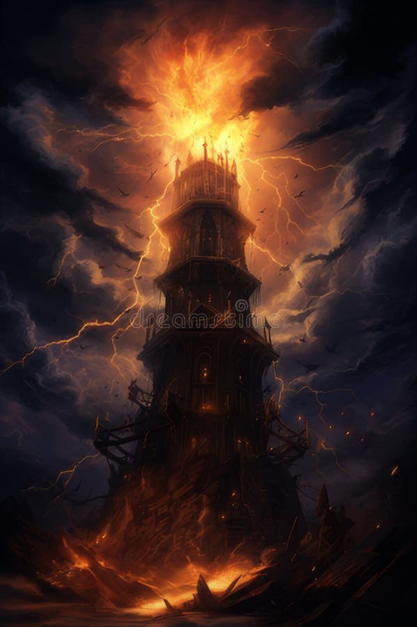 Tarot Card "the Tower". Modern Tarot Card Design Stock Illustration ...