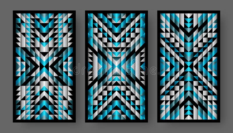 Tarot Cards Back Set Blue and Silver Geometric Pattern Stock Vector ...