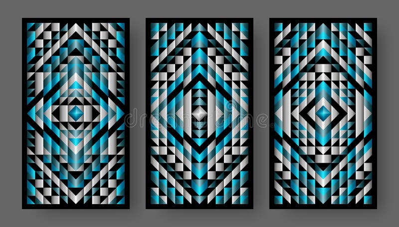Tarot Cards Back Set Blue and Silver Geometric Pattern Stock Vector ...