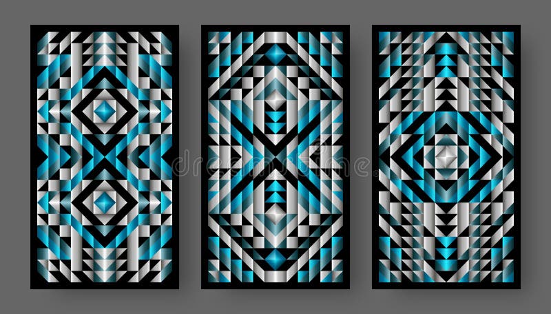 Tarot Cards Back Set Blue and Silver Geometric Pattern Stock Vector ...