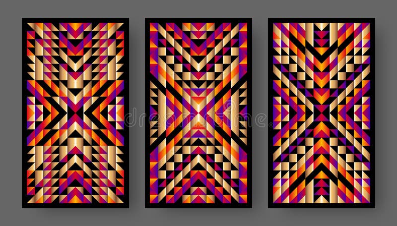 Tarot Cards Back Set Bright Geometric Pattern Stock Vector ...