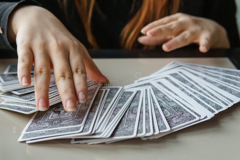 Tarot Cards, Tarot Card Divination, Esoteric Background. a Woman Makes ...