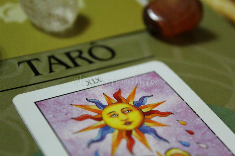 Tarot Cards with Crystal - Composition of Esoteric Objects Editorial ...