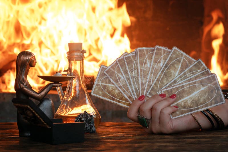 Deck Tarot Cards Fire Background Stock Photos - Free & Royalty-Free ...