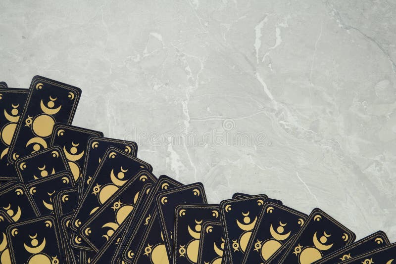 Tarot Cards on Table, Top View and Space for Text. Reverse Side Stock ...