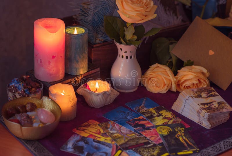 Tarot Cards, Oracle, Love Magic and Occultism Concept Stock Photo ...