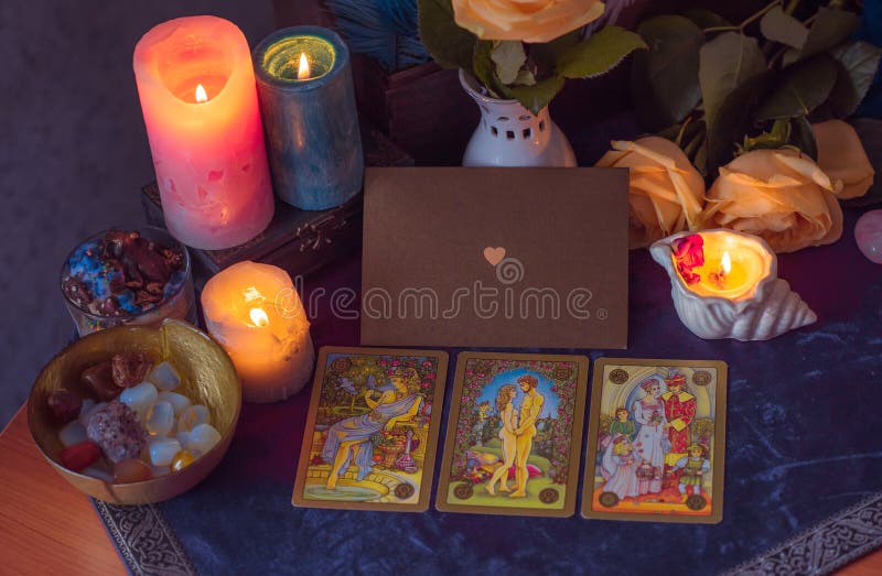 Tarot Cards, Oracle, Love Magic and Occultism Concept Stock Image ...