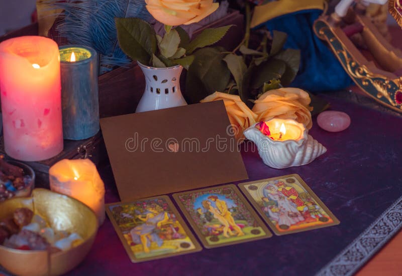 Tarot Cards, Oracle, Love Magic and Occultism Concept Stock Image ...