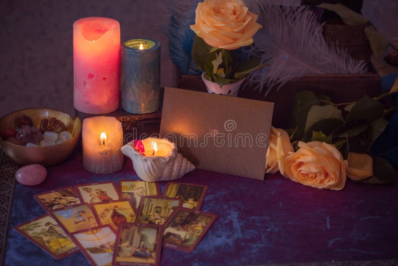 Tarot Cards, Oracle, Love Magic and Occultism Concept Stock Photo ...