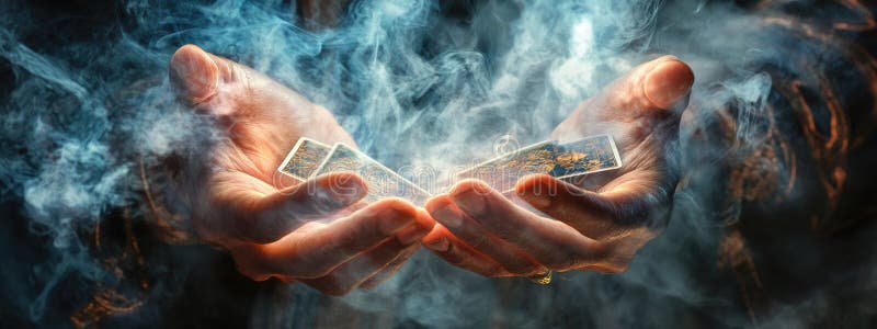Tarot Cards Smoke and Hands. Selective Focus Stock Photo - Image of ...