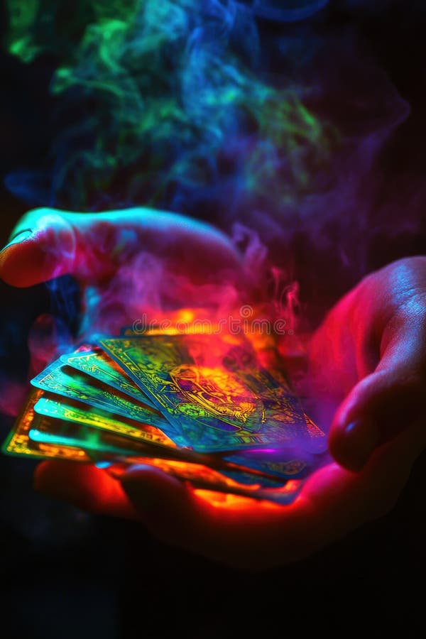 Tarot Cards Smoke and Hands. Selective Focus Stock Image - Image of ...