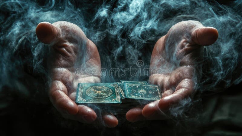 Tarot Cards Smoke and Hands. Selective Focus Stock Image - Image of ...