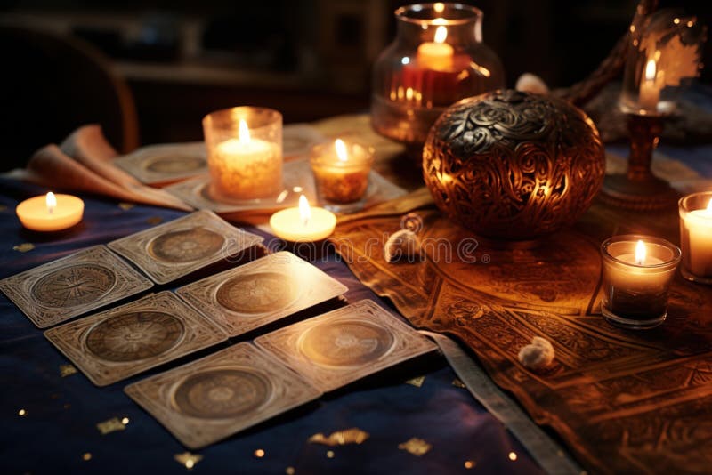 Tarot Cards on the Table and the Light of Many Candles. Generative AI ...