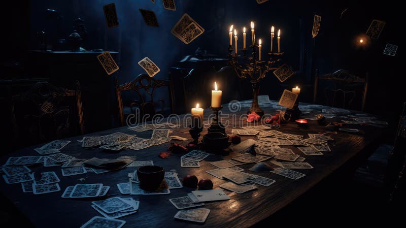Tarot dark table surface stock illustration. Illustration of deck ...