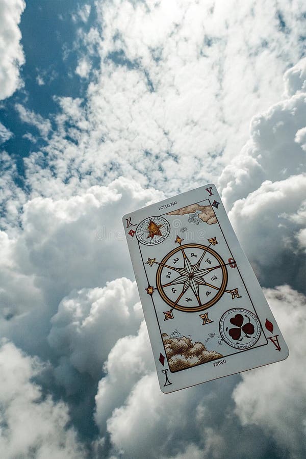 Tarot-Inspired Wheel of Fortune Surrounded by Clouds Stock Illustration ...