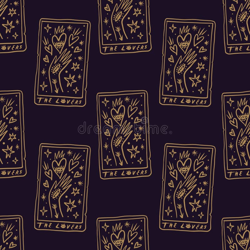 Tarot the Lovers Seamless Pattern. Logo or Label, Magic Cards Reader ...