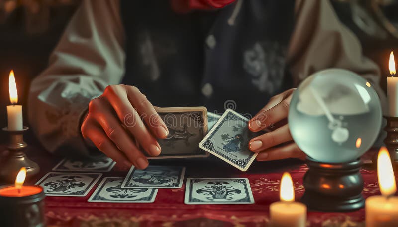 Tarot Reader Chooses Tarot Cards. Fortune Teller Reads Cards Stock ...