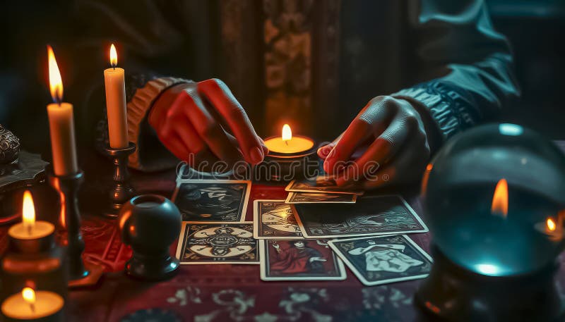 Tarot Reader Chooses Tarot Cards. Fortune Teller Reads Cards Stock ...