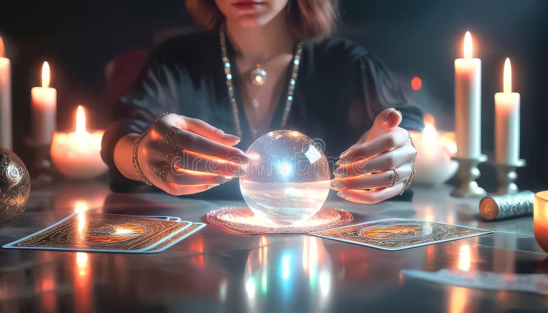 Tarot Reader Chooses Tarot Cards. Fortune Teller Reads Cards Stock ...