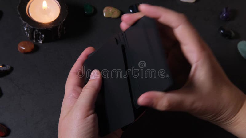 Tarot Reader Hands Shuffling Tarot Cards. Stock Video - Video of ...
