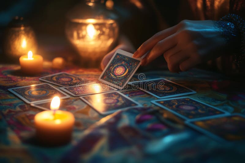 A Tarot Reader Uses Tarot Cards, Which are Placed Face Down on a Table ...