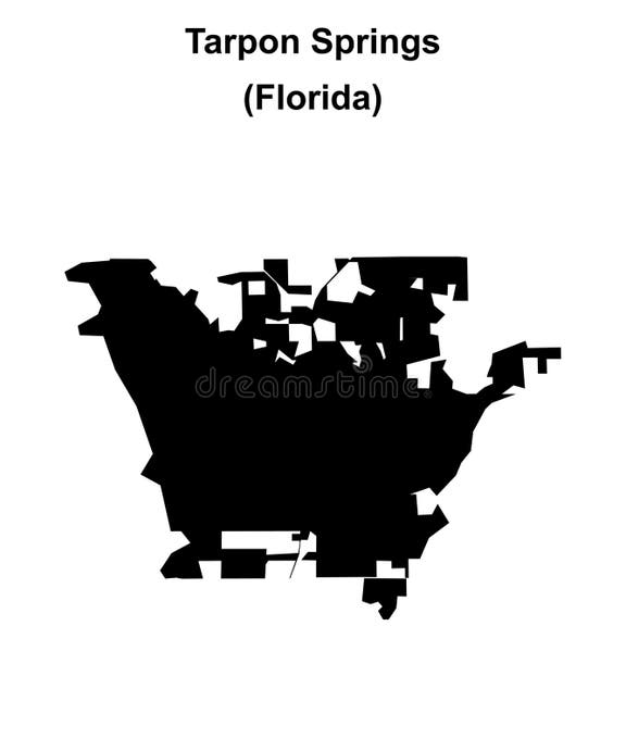 Tarpon Springs outline map stock vector. Illustration of atlas - 357257272